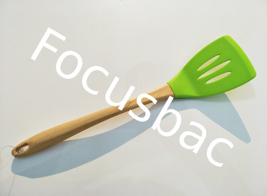 hot sale silicone kitchen Utensils cooking tools with wood bamboo handle Nonstick Cookware supplier
