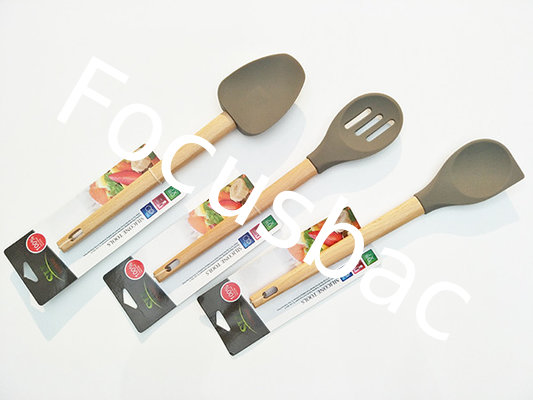 Bamboo and Silicone Gray Eco-Friendly Bamboo and Silicone Kitchen Utensil Set for cooking supplier
