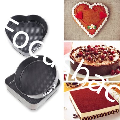 Nonstick Bakeware Springform Pan Set Bundle with 10-Inch Square, 9.8-Inch Round, 8.6-Inch Heart Shaped Cake Pan supplier