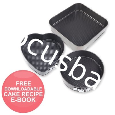 Nonstick Bakeware Springform Pan Set Bundle with 10-Inch Square, 9.8-Inch Round, 8.6-Inch Heart Shaped Cake Pan supplier