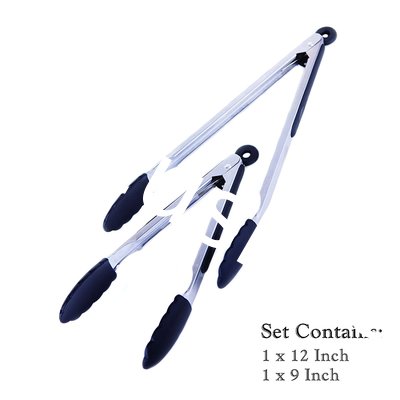 Food Grade Non-Stick Silicone Tips Stainless Steel Kitchen Serving Tongs supplier
