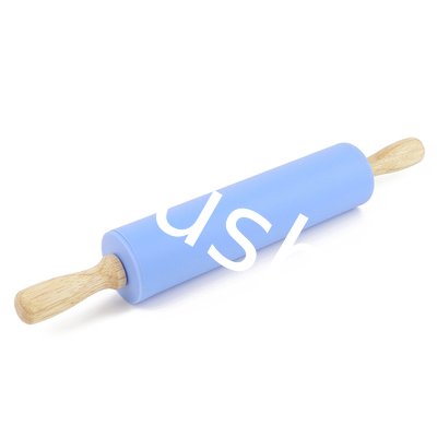 Safety FDA Food Grade Baking Tools Silicone Rolling Pin Non-stick Surface Wooden Handle (12 inch, Blue) supplier