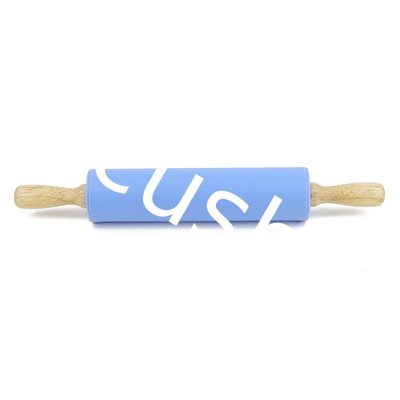 Safety FDA Food Grade Baking Tools Silicone Rolling Pin Non-stick Surface Wooden Handle (12 inch, Blue) supplier
