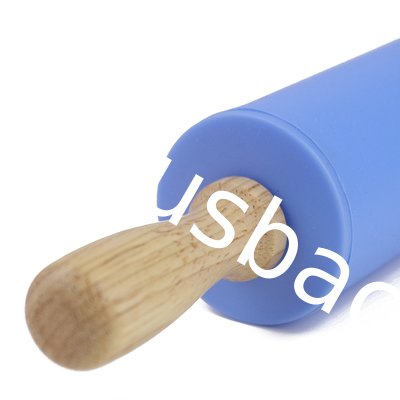 Safety FDA Food Grade Baking Tools Silicone Rolling Pin Non-stick Surface Wooden Handle (12 inch, Blue) supplier