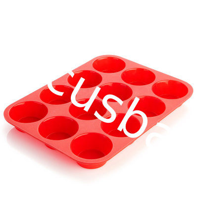 Non-stick Heat Resistant Food Grade BPA-Free Bakeware Silicone 12-Cup Muffin Pan cake mold supplier