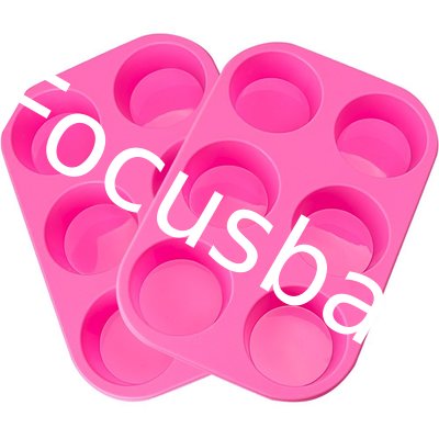 2 Pack Silicone round Muffin Pan, 6 Cup Baking Tin Non-Stick Bakeware mold for Cupcakes Puddings supplier