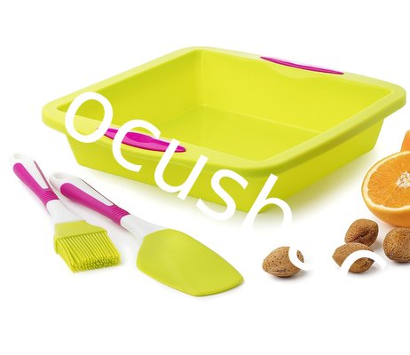 Square Cake Pan Baking Mold MeatLoaf bread Pie set with Spatula and Brush Extra Thick and Solid Silicone supplier