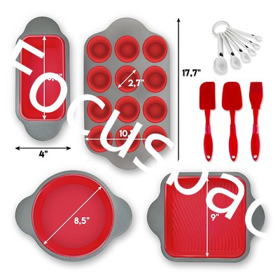 Silicone Baking Molds Pans and Utensils Kitchen | Silicone Cake Brownie Loaf Muffin Mold 2 Spatulas Brush 6 Measuring supplier