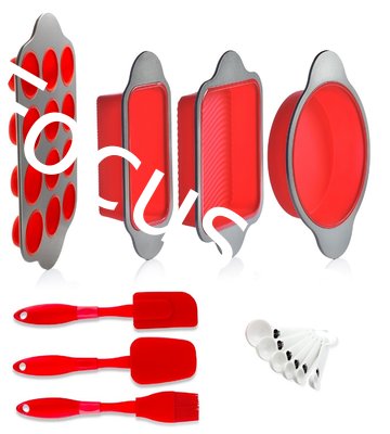 Silicone Baking Molds Pans and Utensils Kitchen | Silicone Cake Brownie Loaf Muffin Mold 2 Spatulas Brush 6 Measuring supplier