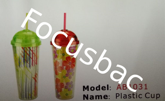 FBAB1031 for wholesales PS/PP plastic eco-friendly BPA free cup with straw supplier