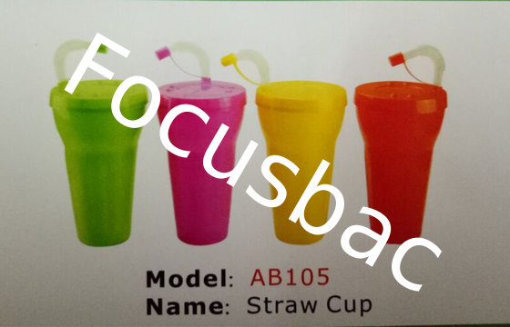 FBAB1031 for wholesales PS/PP plastic eco-friendly BPA free cup with straw supplier