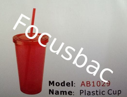 FBAB1031 for wholesales PS/PP plastic eco-friendly BPA free cup with straw supplier