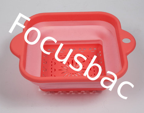 FBAB3078 for wholesales square shape with smile face collapsible colander supplier