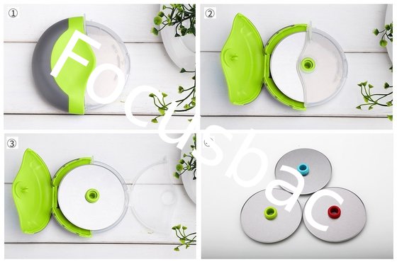 Customized Logo Print Stainless Steel plastic Promotional Pizza Cutter Wheel with Protective Blade Guard supplier