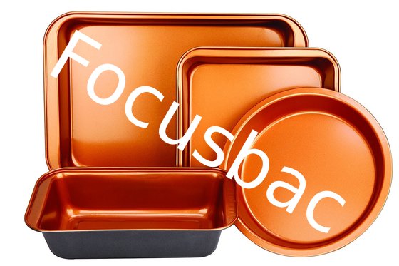 Copper Bakeware Set Oblong Rectangular Pan Brownie Pan Round Cake Pan and Meat Loaf Pan supplier