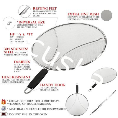13" Grease Splatter Screen for Cooking with Heavy Duty Ultra Fine Mesh Plus Silicone Hot Handle Holder supplier