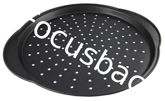 Eco-Friendly 100% Food Grade 13 inch Non-stick Round Grill pan with Handle with holes supplier