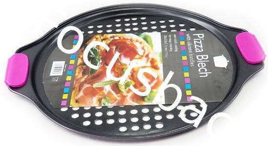 Fashionable Design Black Carbon Steel Pizza Crisper Baking Pan baking tray for for bakeware supplier