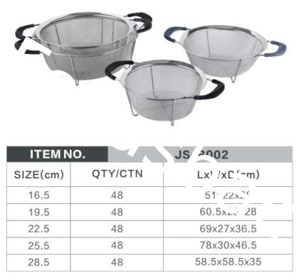 Hot sell Stainless steel washing colanders &stainers for vegetables with silicone handle supplier