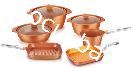 Die cast ceramic coated non stick copper grill pan pot with stainless steel handle supplier