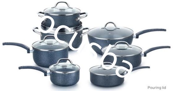 Eco-friendly Aluminum Stone coating Nonstick Cookware Set Dishwasher Safe with soft handle supplier
