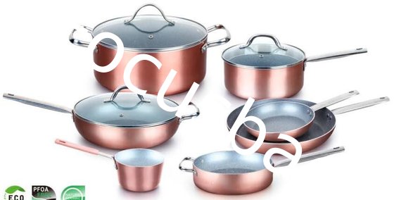 Aluminum marble inside coating shiny popular metalic outside coating sanding external cookware set supplier