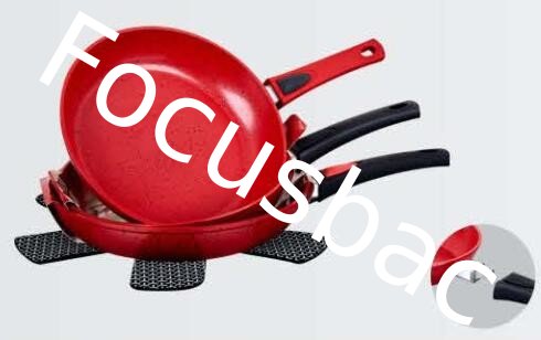 Promotion Durable Non-stick Ceramic Aluminum Kitchen Pots and Pans Set, 8, 9.5, 11 inch Black Color Fry Pan Set supplier