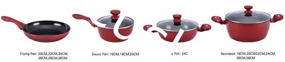 12pcs red italian prestige camping forged aluminum non-stick cookware set supplier