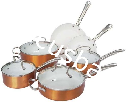 2017 new products aluminum cooper induction non stick ceramic cookware sets supplier