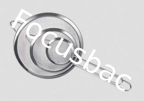 Colored pointed ear stainless steel frying strainer with handle s.s fine mesh strainer supplier