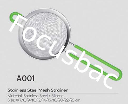 Food grade silicone handle stainless steel fine mesh kitchen strainer two ears flour oil filter supplier