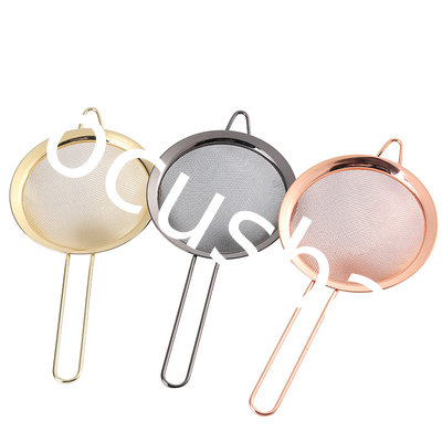 Colored pointed ear stainless steel frying strainer with handle s.s fine mesh strainer supplier