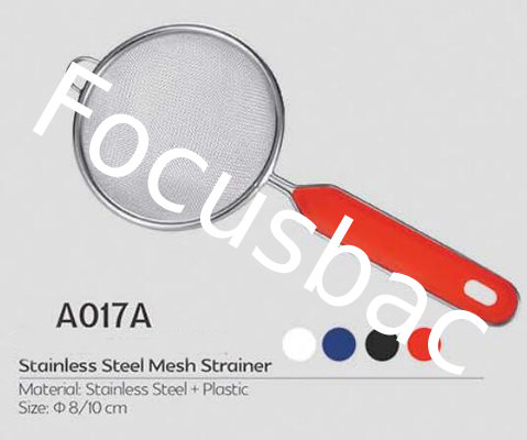 Kitchen utensils stainless steel coarse strainer with plastic handle supplier