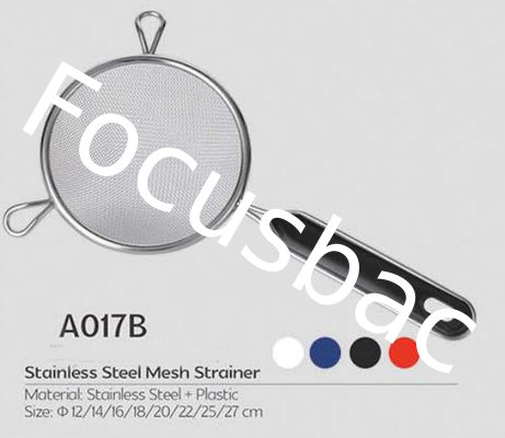 Kitchen utensils stainless steel coarse strainer with plastic handle supplier