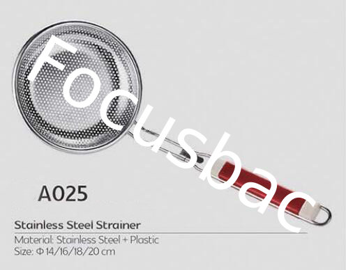 16cm metal cooking tool stainless steel big basket strainer with plastic metal,silicone handle with FDA certificate supplier