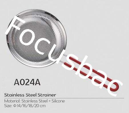 16cm metal cooking tool stainless steel big basket strainer with plastic metal,silicone handle with FDA certificate supplier