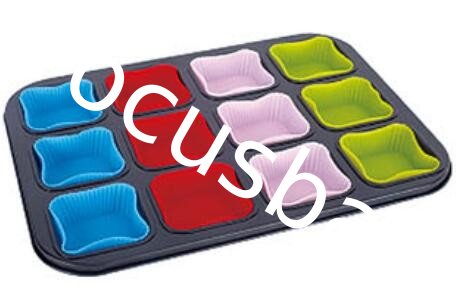 China Supplier heavy carbon steel bakeware 230C Heat-resistant baking tin with silicone cups muffin pan supplier