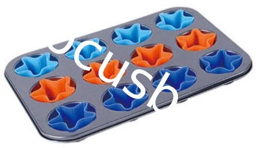 China Supplier heavy carbon steel bakeware 230C Heat-resistant baking tin with silicone cups muffin pan supplier