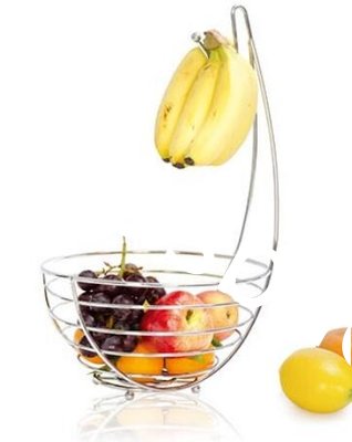 Kitchen accessory Modern Europe Design Chrome Wire Metal Fruit Basket Stand supplier