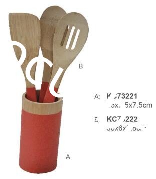 100% Bamboo Material Natural Color Food Safe Handle Wooden Bamboo Cutlery Set With Kitchen Spoon supplier
