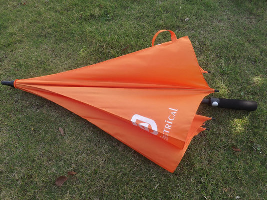 Chrome Frame Auto Open advertising Custom Golf Umbrellas Orange In 34 Inch Ribs