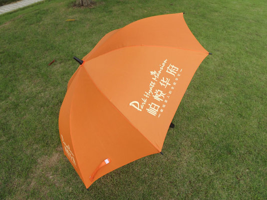 Chrome Frame Auto Open advertising Custom Golf Umbrellas Orange In 34 Inch Ribs