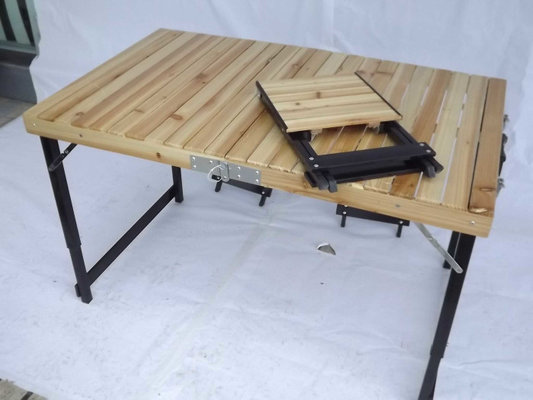 Wood Folding Camping Table And Chairs Easy Set Up With Aluminium Alloy Frame