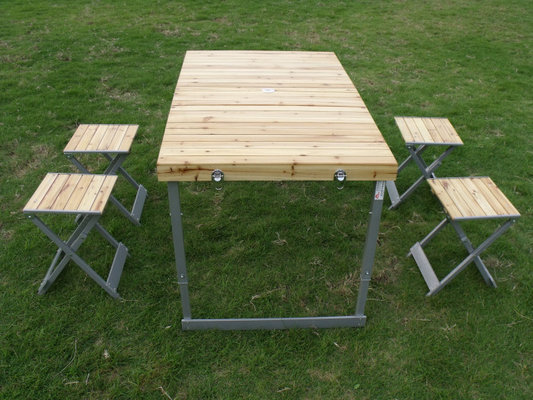 Custom Outside Folding Camping Table And Chairs Set With Aluminum Legs