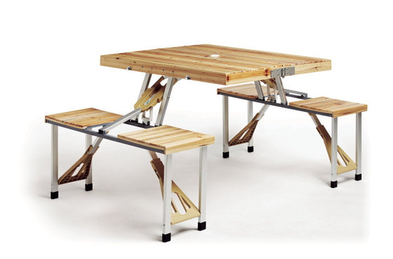 Solid 4 Chairs Aluminum Legs Folding Camping Table And Chairs Wood