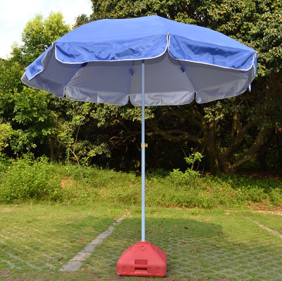 Silk - screen Printing Windproof Beach Umbrella , Outdoor UV Protection Sun Parasol
