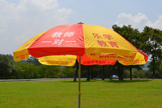 Red And Yellow Garden Beach Umbrella Sun Shelter For Education Training Advertising