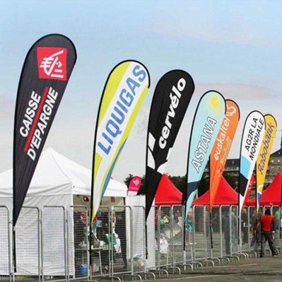 110gsm Polyester Printed Beach Flag Banner Heavy Duty , Feather Banners Custom