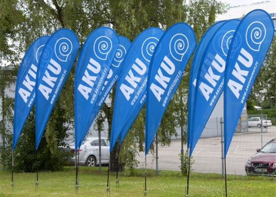 Free Standing Beach Teardrop Flag Banner For Trade Show Display 3.8m