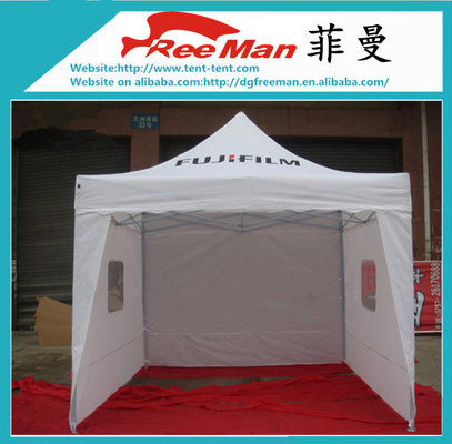 White Coated Folding Outdoor Gazebo Tent Canopy With 3 Sidewall